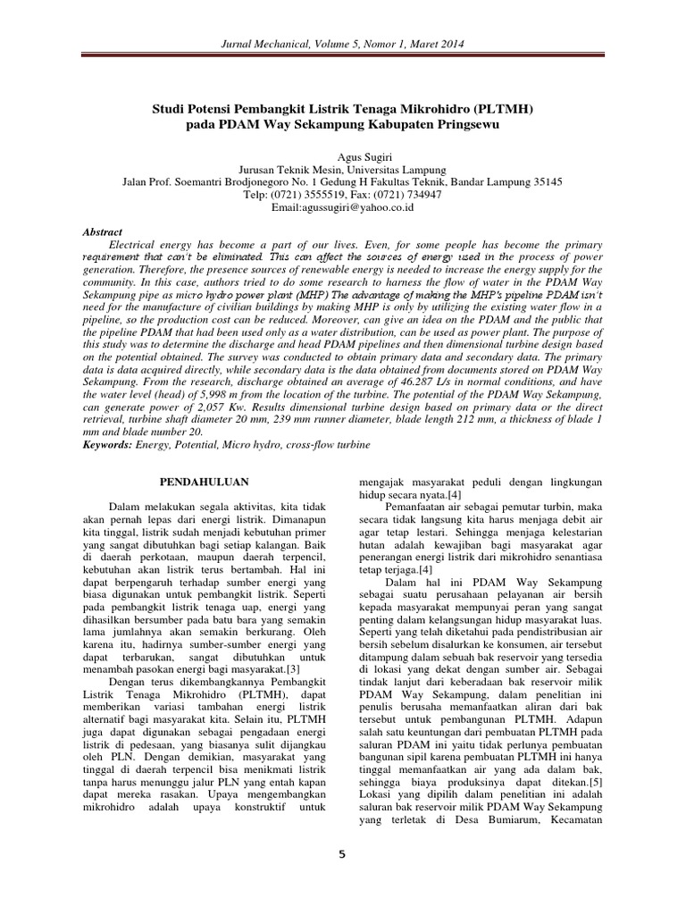 Studi Potensi PLTMH | PDF | Power Station | Energy Technology