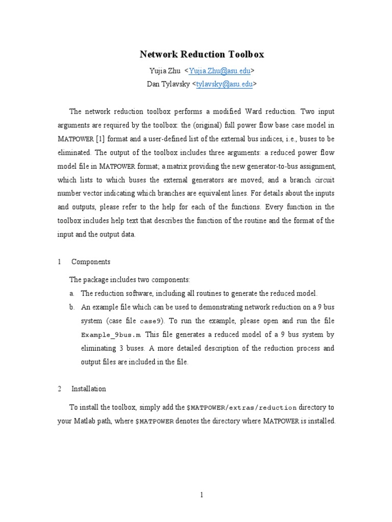 Network Reduction Toolbox | PDF | Computer File | Function (Mathematics)