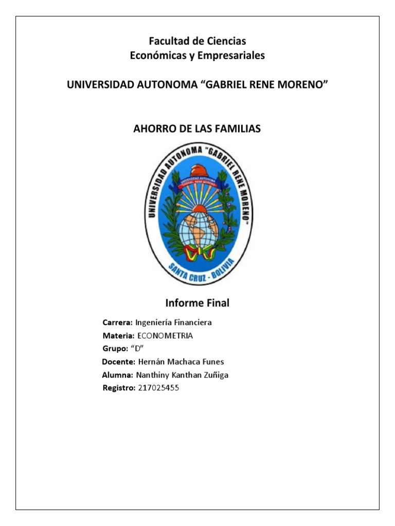 Trabajo Final Econometria | Descargar gratis PDF | Ahorro | Econometría