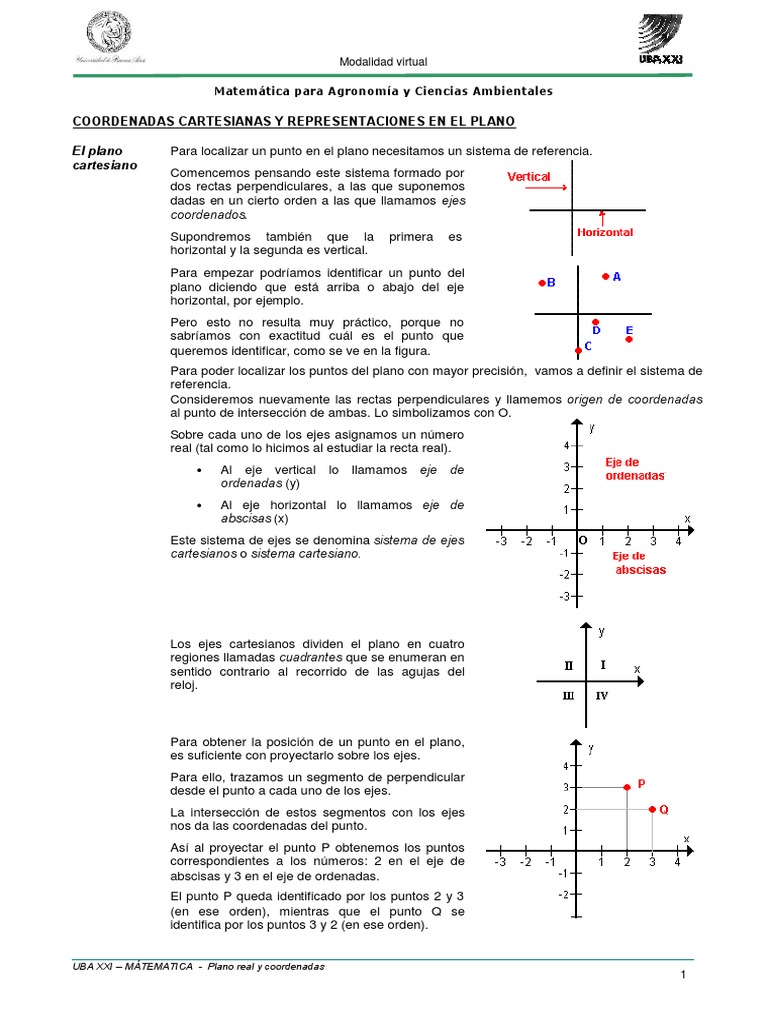 Coordenadas Cartesianas y Representación en El Plano | PDF | Sistema de ...