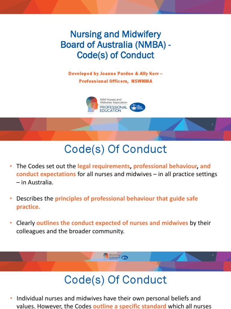 NMBA Codes-of-Conduct PPT | PDF | Nursing | Midwife