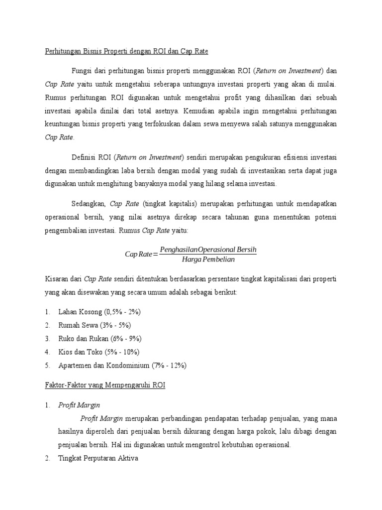 Perhitungan ROA ROE ROI | PDF