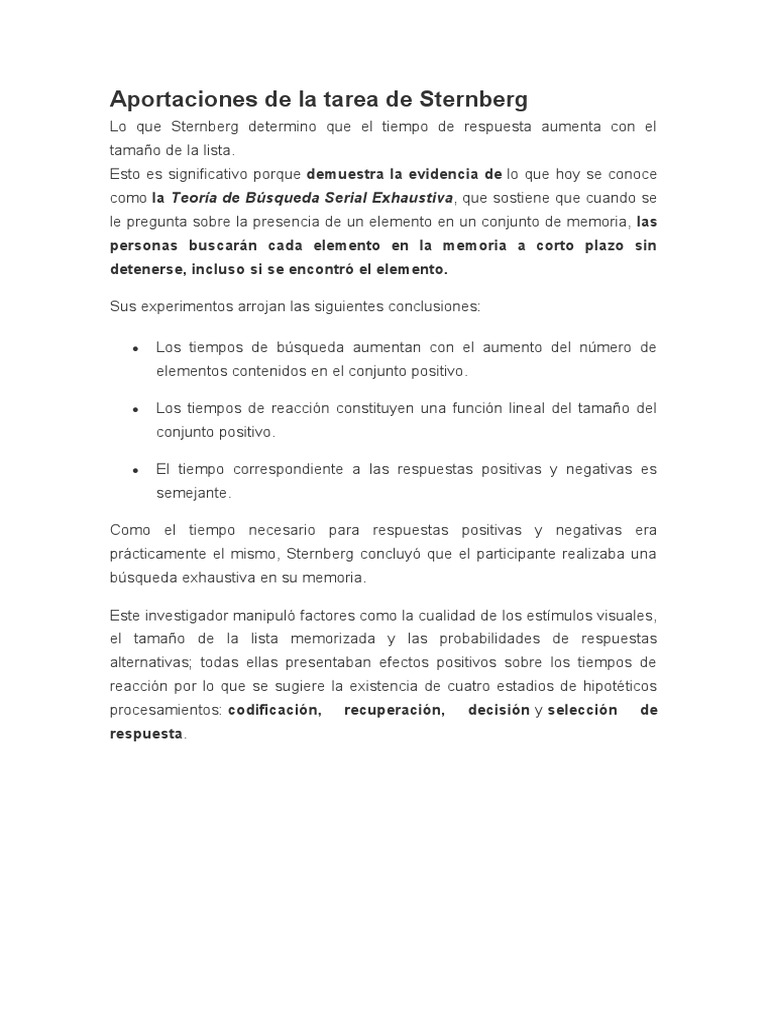 Aportaciones de La Tarea de Sternberg | PDF