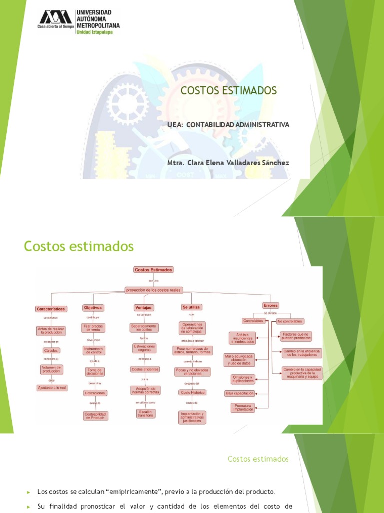 Tema 5 Costos Estimados | PDF | Costo | Presupuesto
