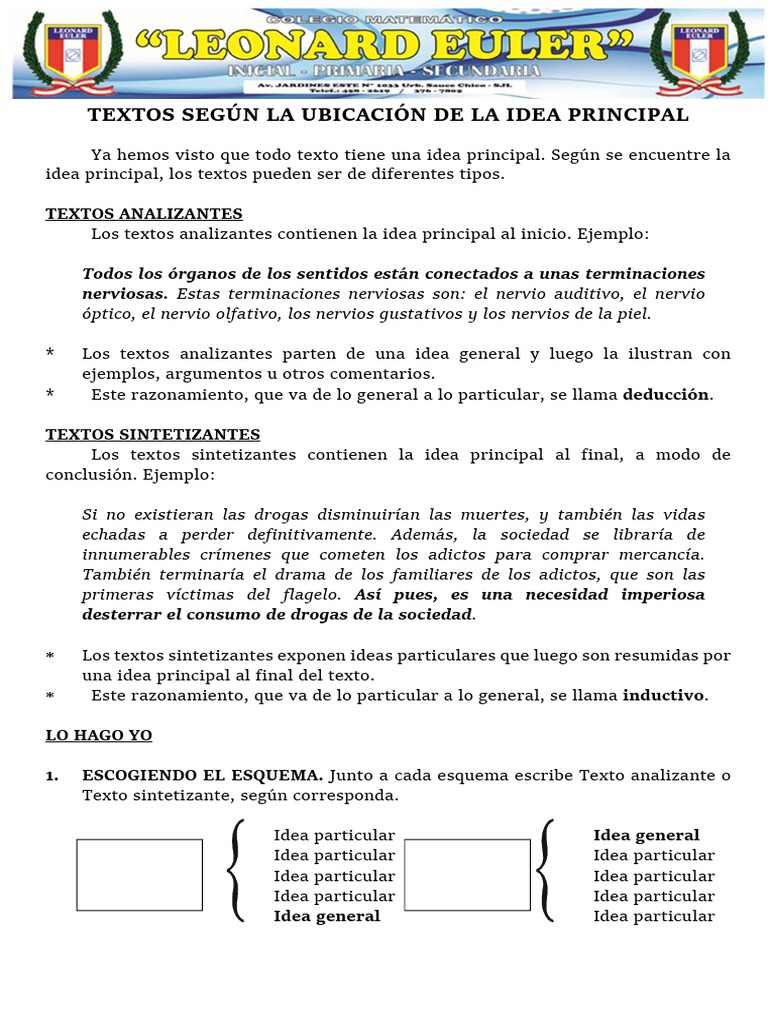 Textos Según La Ubicación de La Idea Principal | PDF | Comunicación | Marte