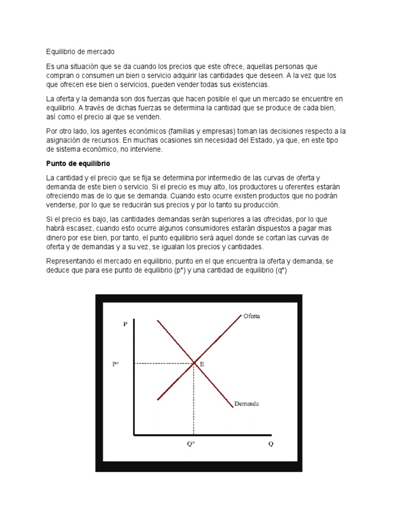 Equilibrio de Mercado y Punto de Equilibrio | PDF | Oferta y demanda ...