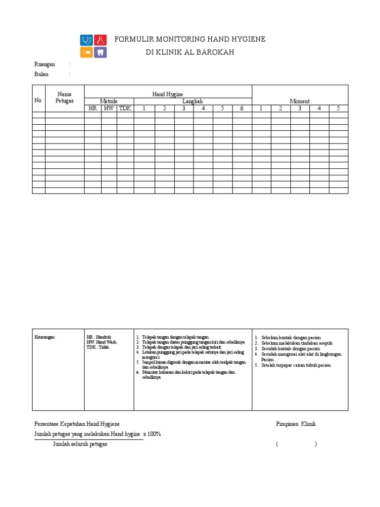 Formulir Monitoring Hand Hygiene | PDF