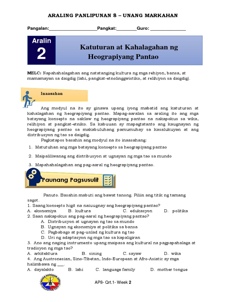 AP 8 Q1 Aralin 2 | PDF