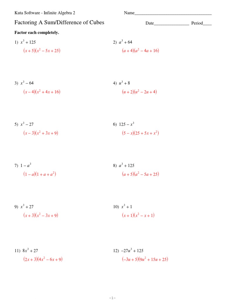 Key Factoring A Sum+Difference of Cubes | PDF
