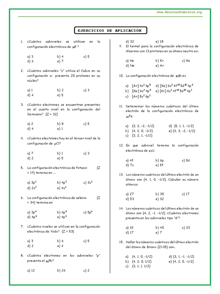 Ejercicios De Configuración Electronica Pdf Configuración