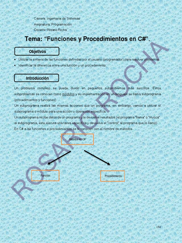 Funciones y Procedimientos en C# | PDF | C Sharp (lenguaje de ...