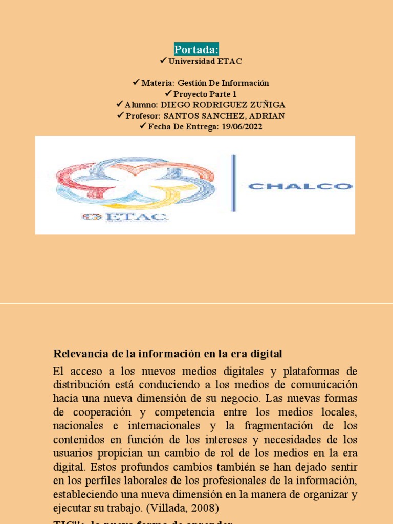 Proyecto Parte 1 Gestión de Información DIEGO RODRIGUEZ ZUÑIGA | PDF | Tecnología de información ...