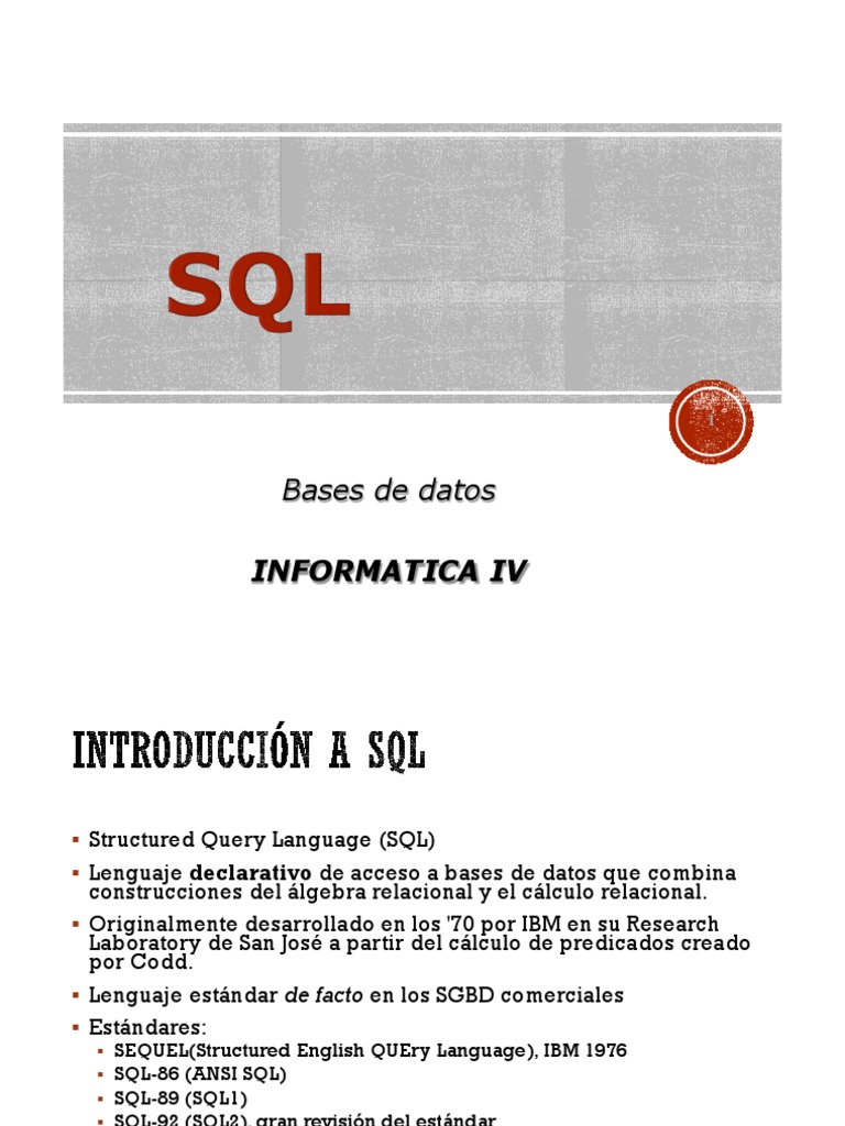 Intro SQL | PDF | SQL | Ciencias de la Información