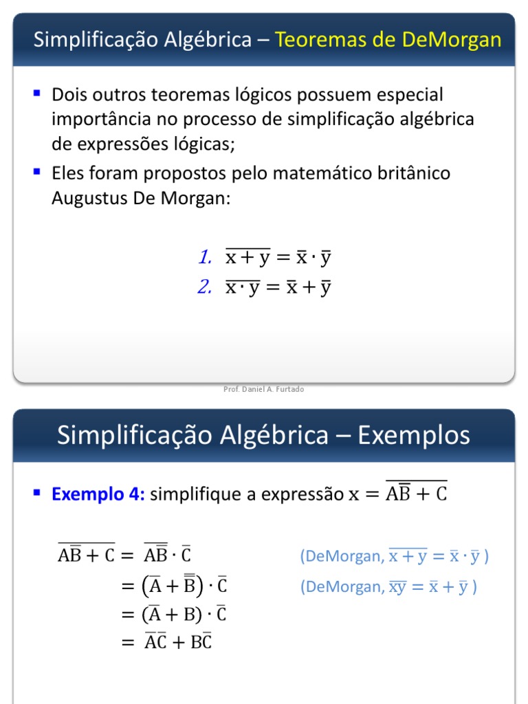 Aula 06 - Simplificação Algébrica e Circuitos Lógicos | PDF | Álgebra ...