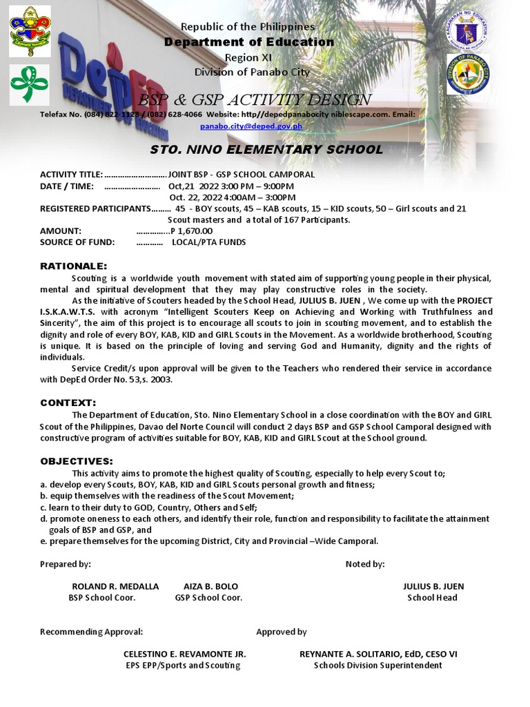 BSP GSP School Camporal 2022 | PDF | Scouting | Outdoor Recreation BSP GSP School Camporal 2022 | PDF | Scouting | Outdoor Recreation