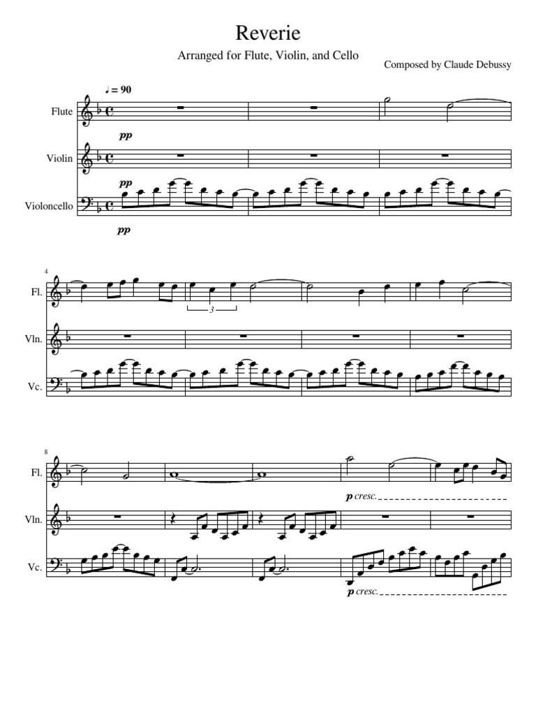 Rverie Arr. For Flute Violin and Cello | PDF | Bowed Instruments ...