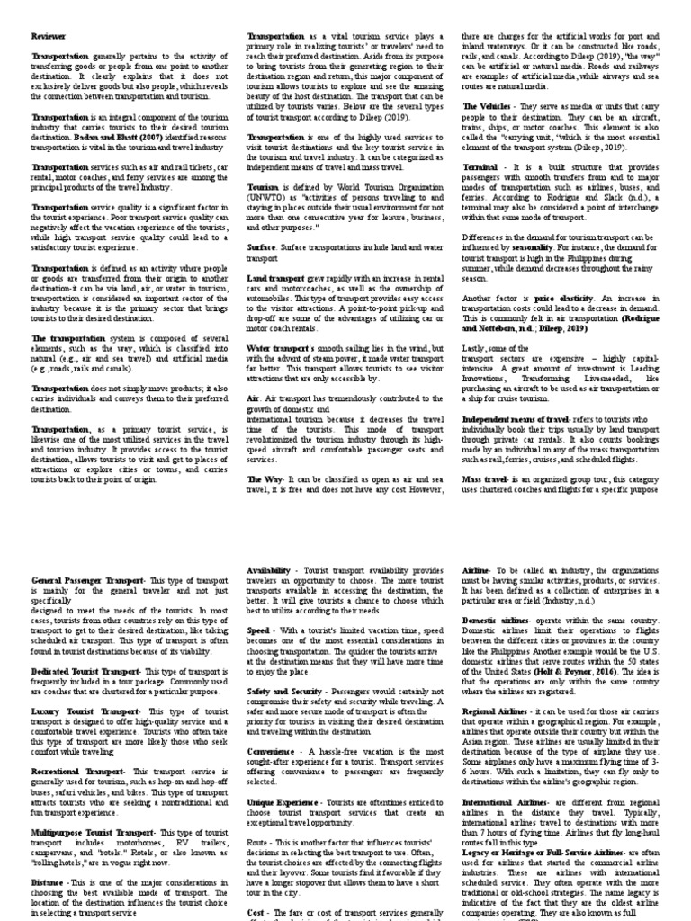 Analyzing the Vital Role of Transportation in Tourism: A Comprehensive Review of the Various ...