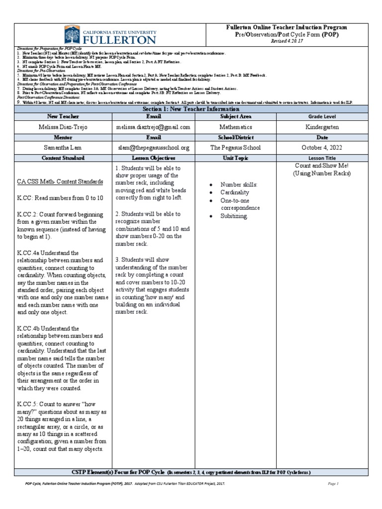 DiazTrejo, Melissa POP CYCLE | PDF | Teaching Method | Differentiated ...