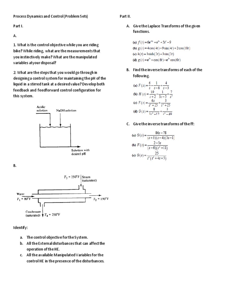 Process Dynamics and Control Problem Set | PDF