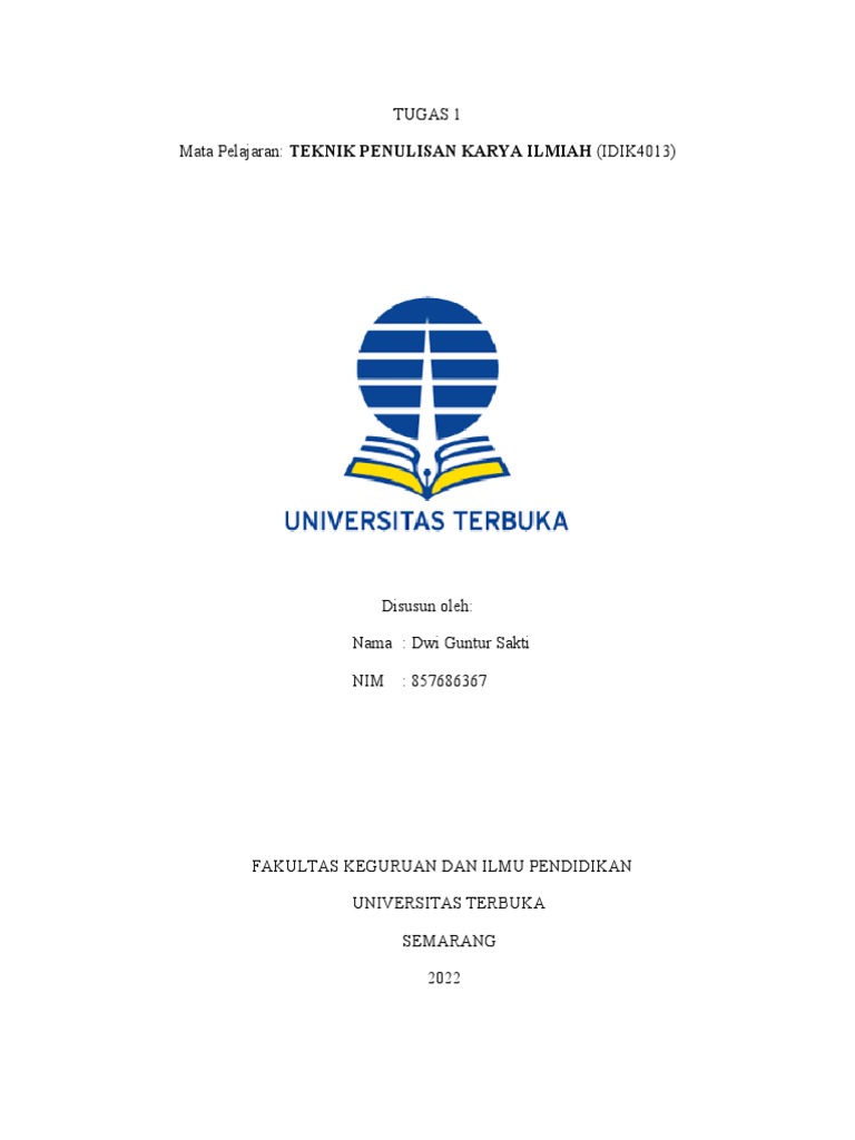 Tugas 1 Teknik Penulisan Karya Ilmiah | PDF | Karier & Perkembangan | Sains & Matematika