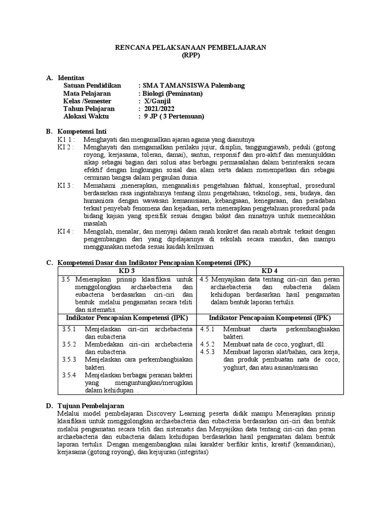 RPP.5 Bakteri - Docx YE | PDF