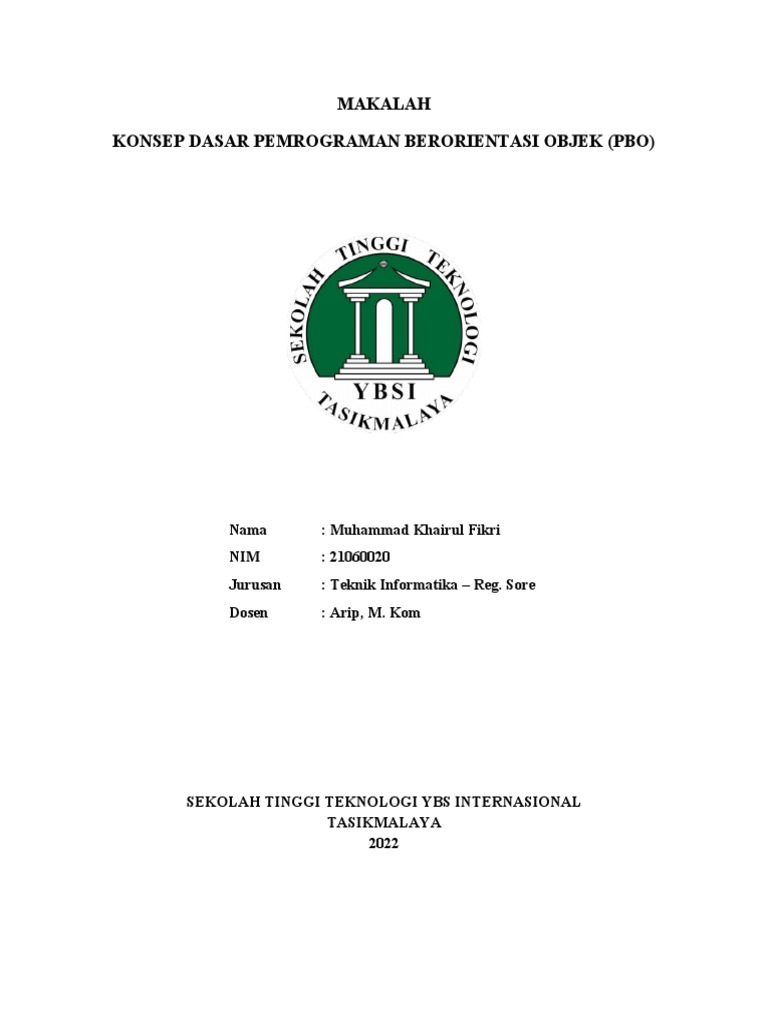 Makalah Konsep Dasar PBO | PDF