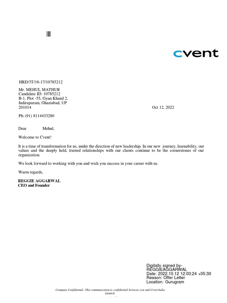 Mehul Mathur Joining Letter | PDF | Compensation And Benefits | Salary