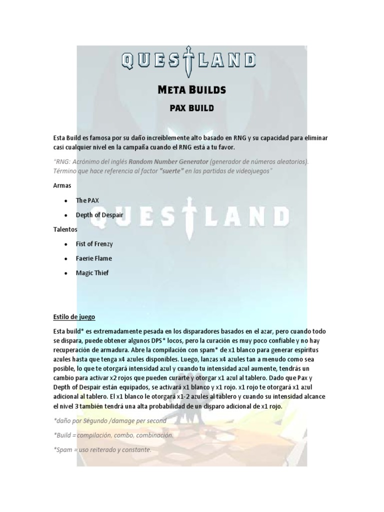 Questland - Meta Builds | PDF