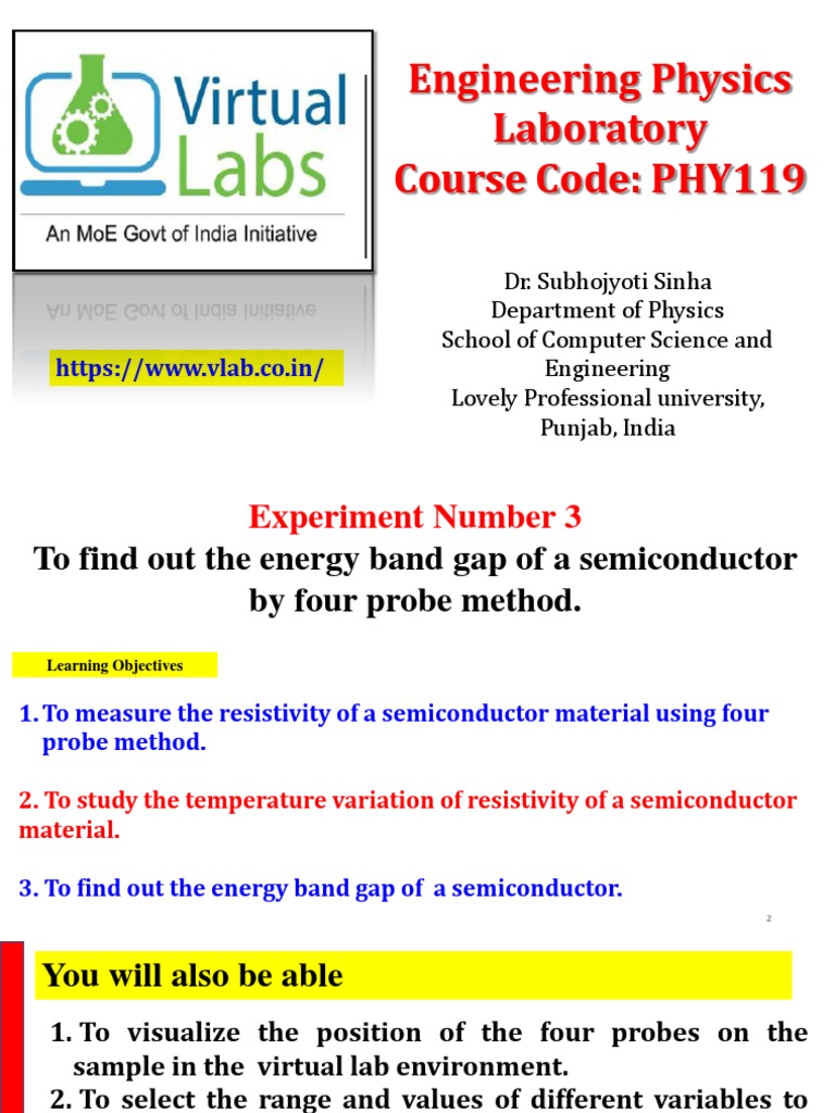 Experiment 3 - Four Probe Experiment | PDF | Semiconductors | Band Gap