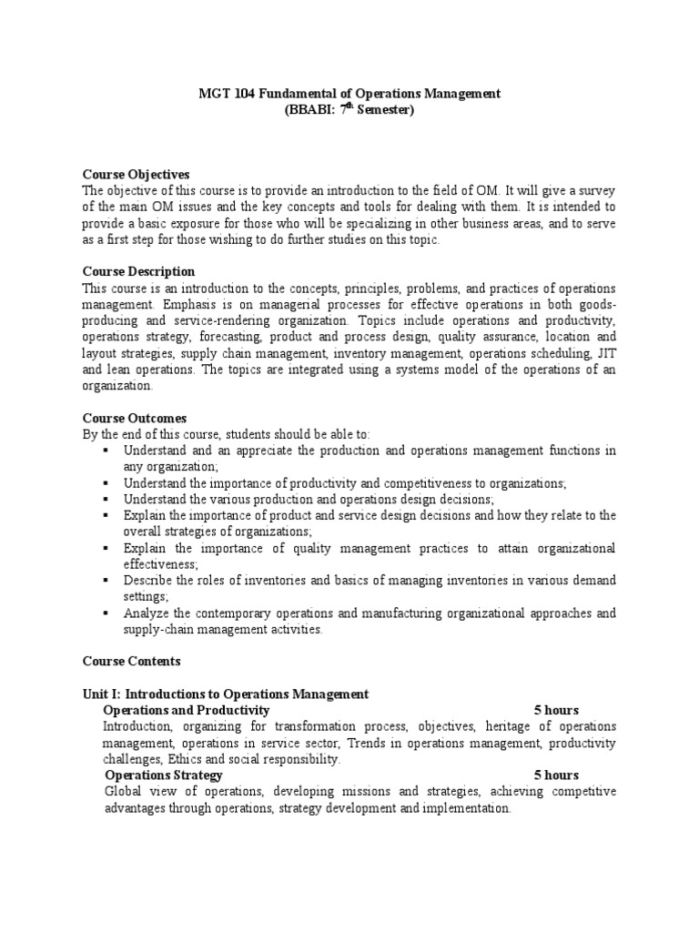 Fundamentals of Operations Management Bba New Course | PDF | Lean ...