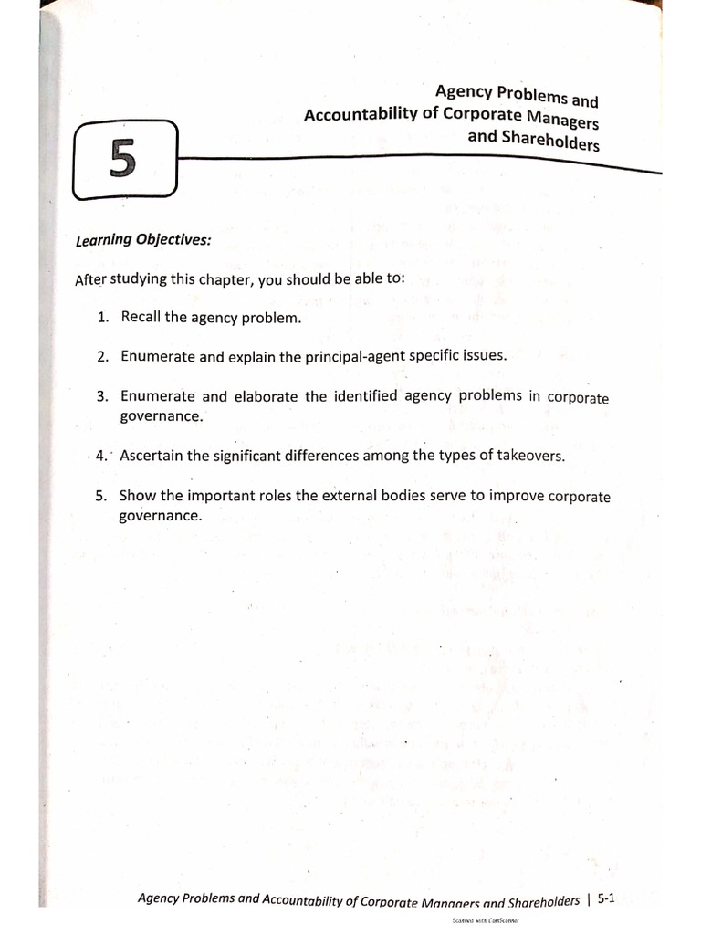 Chapter 5. Agency Problems and Accountability of Corporate Managers and ...