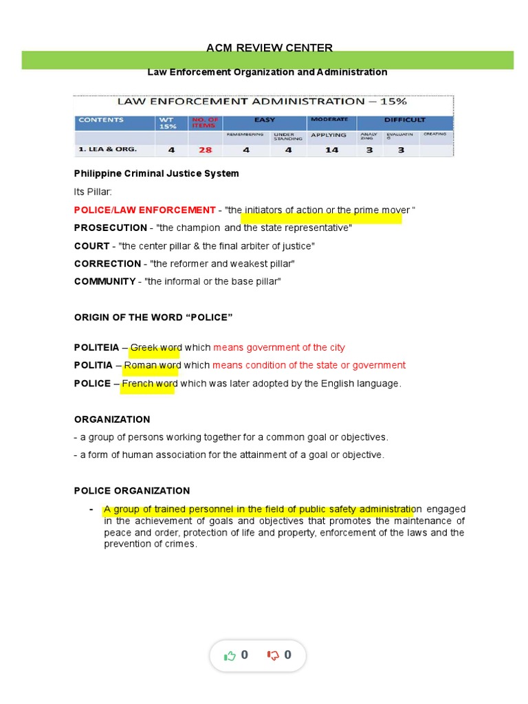 Lea 1 Law Enforcement Organization and Administration Inter Agency ...