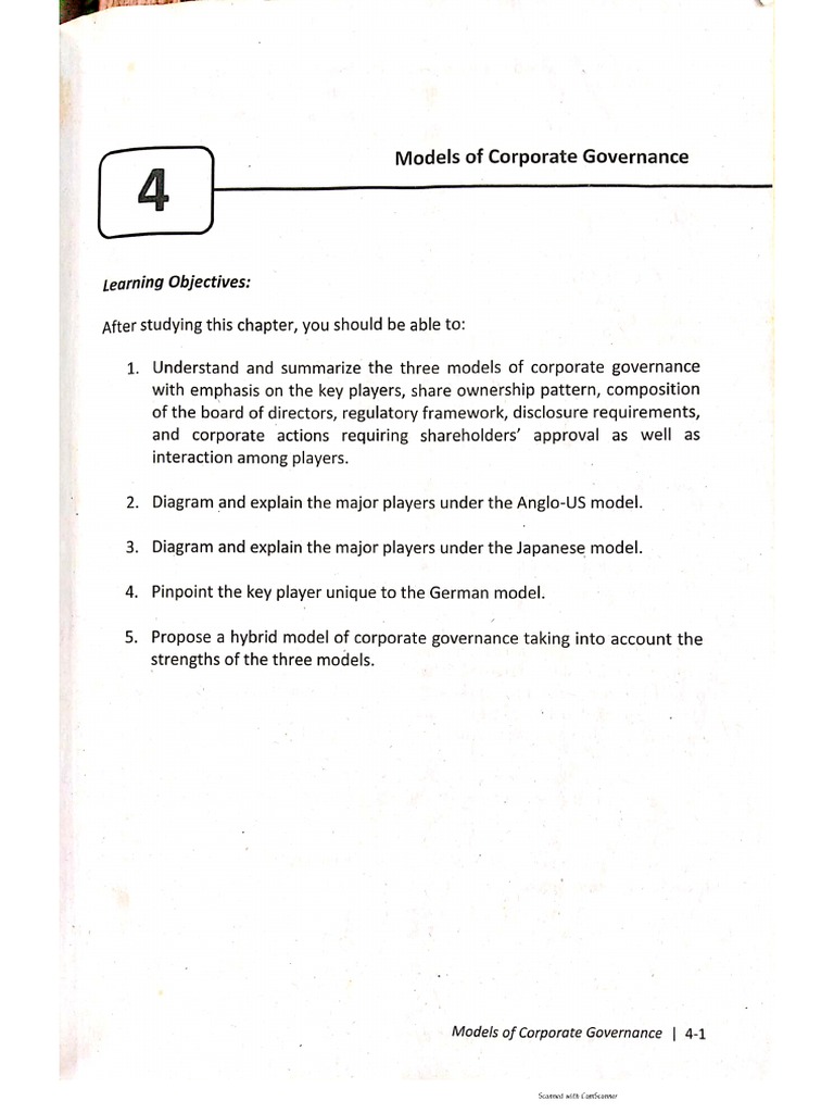 Chapter 4. Models of Corporate Governance | PDF