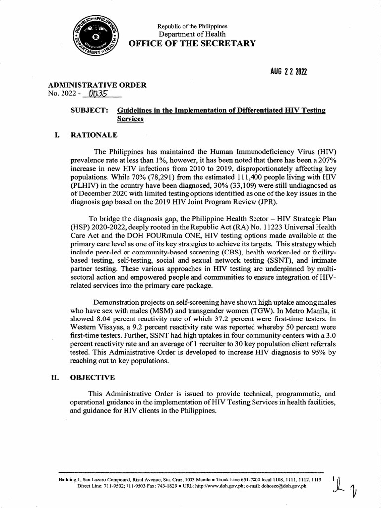 Ao2022 0035 Hts Guidelines | PDF | Hiv/Aids | Informed Consent