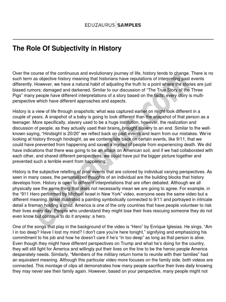 The Role of Subjectivity in History | PDF | Witness | Truth