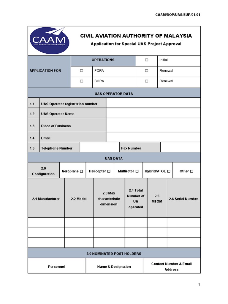 Special UAS Project Approval Application Form | PDF | Unmanned Aerial ...