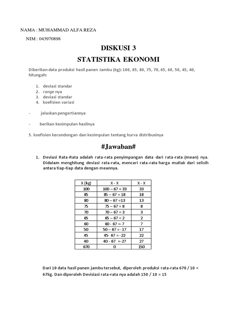 Diskusi 3 Statistika Ekonomi | PDF