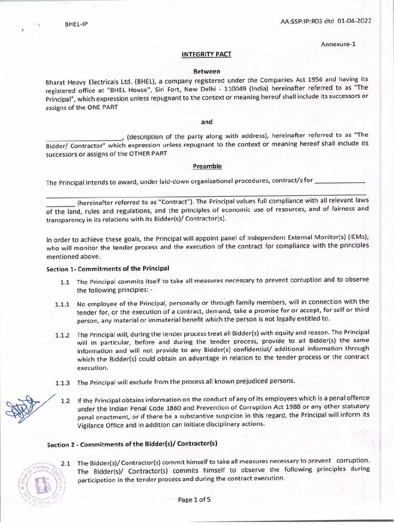 Integrity Pact | PDF