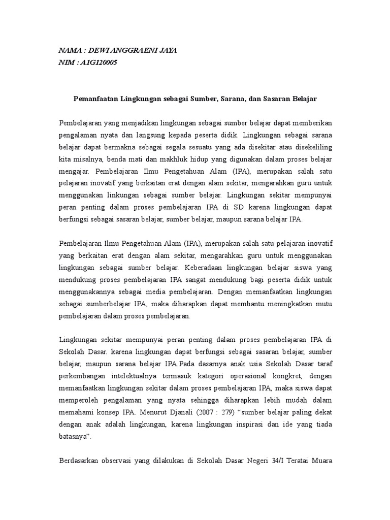 Tugas Mandiri PLH - Dewi Anggraeni Jaya (A1G120005) | PDF | Kesehatan ...