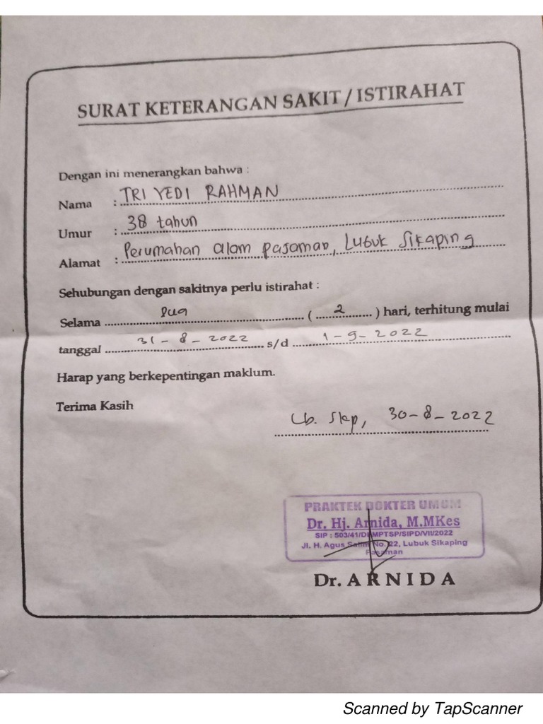 Surat Izin Sakit | PDF