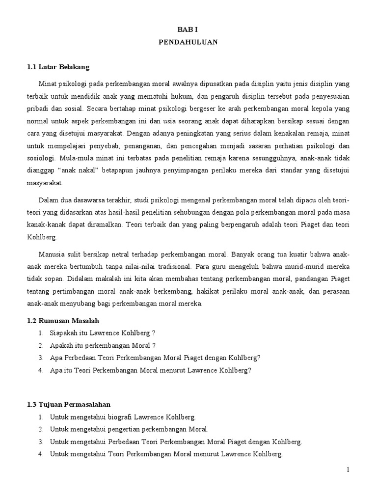 Teori Perkembangan Moral Oleh Lawrence Kohlberg | PDF