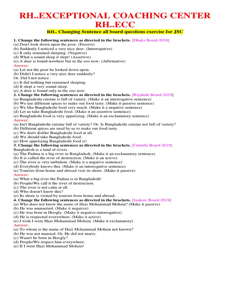 Changing Sentence (Eight) | PDF | Literacy | Mango