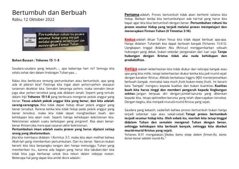 Bertumbuh Dan Berbuah | PDF