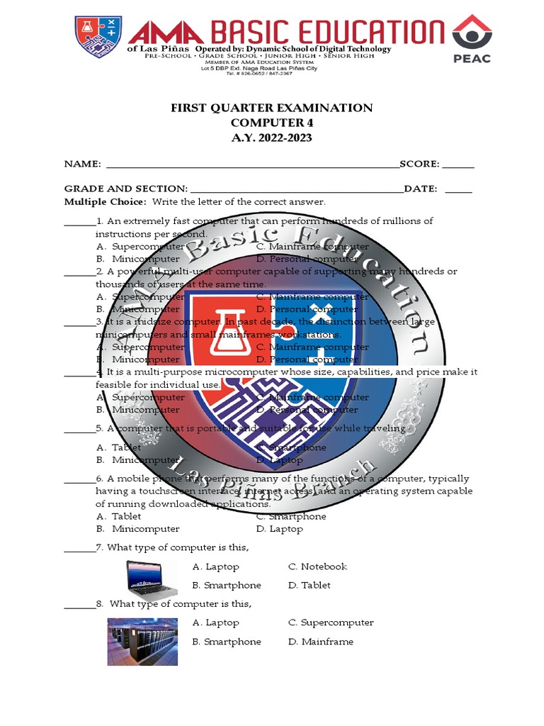 Computer 4 Qe | PDF | Input/Output | Computer Hardware