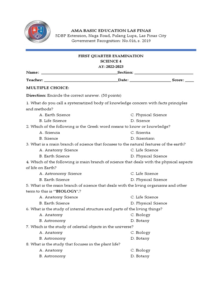 Understanding Science Through Assessment: An Analysis of a First ...