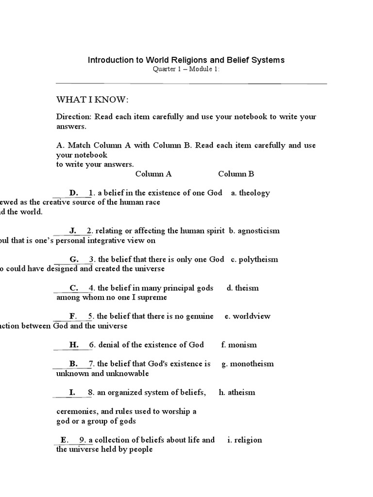 Introduction To World Religions and Belief Systems | PDF | God | Monotheism