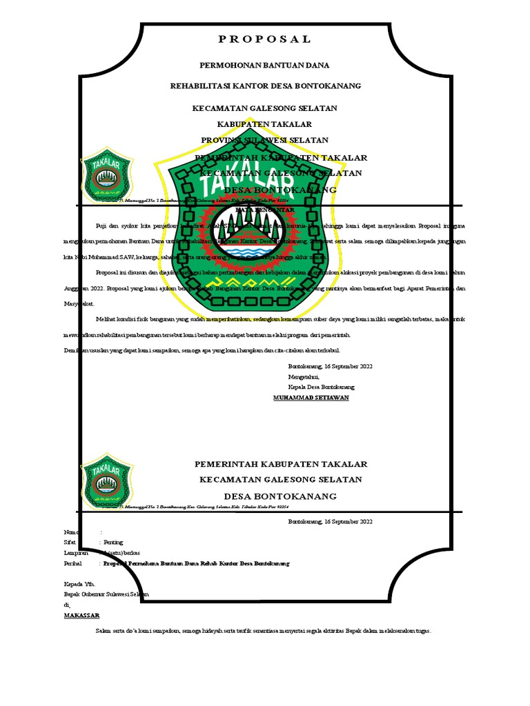 Contoh Proposal Rehabilitasi Kantor Desa | PDF