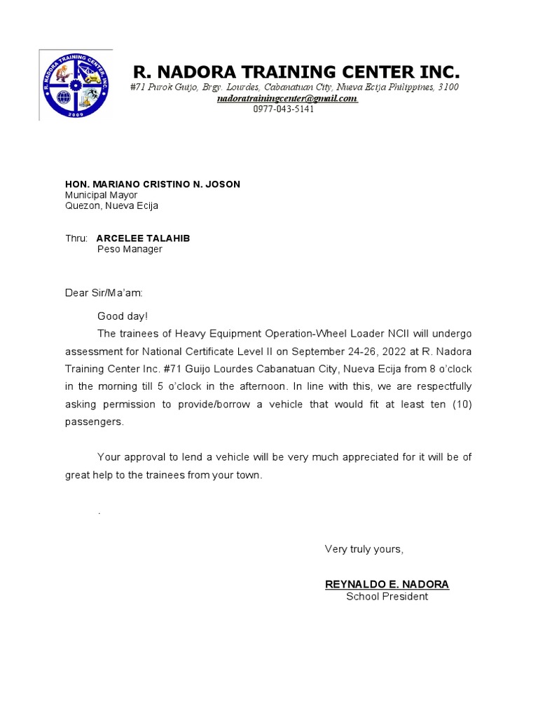 Request Vehicle-Letter | PDF