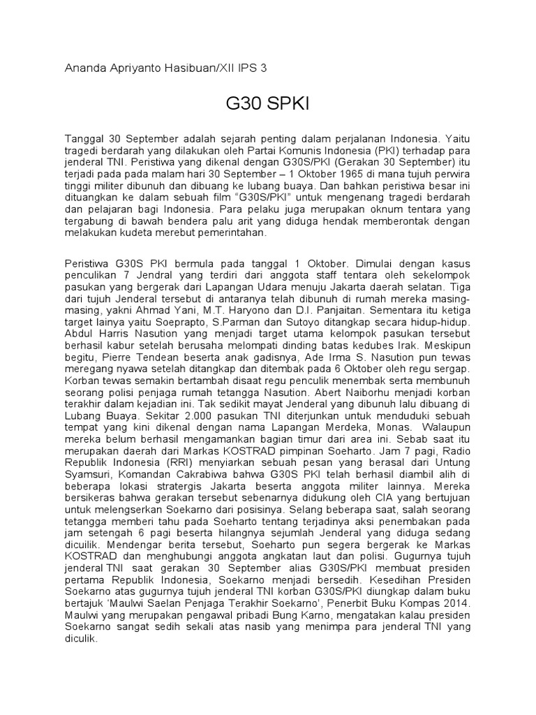 Tragedi G30S/PKI dan Pahlawan TNI | PDF