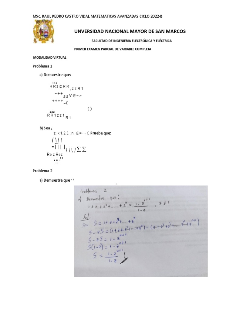 Primer Examen Parcial 2022-Ii | PDF